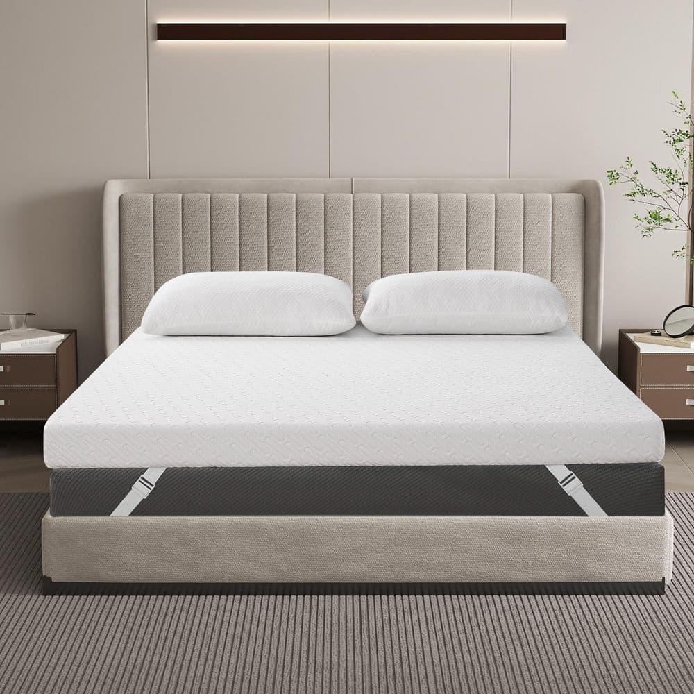 kayamas 3 in. Queen Gel Memory Foam Mattress Topper High Density Pad ...