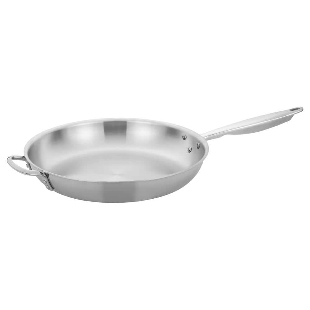 Winco 14 in. Triply Stainless Steel Frying Pan with Helper Handle TGFP ...