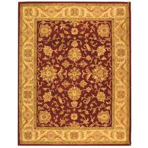 SAFAVIEH Antiquity Red/Gold 4 ft. x 4 ft. Round Border Area Rug AT312C ...