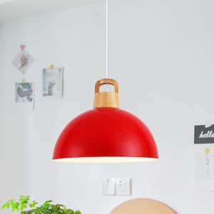 LWYTJO 1-Light Red Modern Pendant Light Fixture with Plug-In Switch for ...