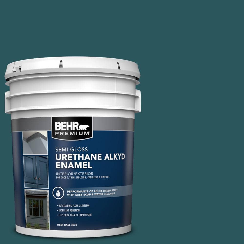 BEHR PREMIUM 5 gal. #MQ6-01 Ocean Abyss Urethane Alkyd Semi-Gloss ...