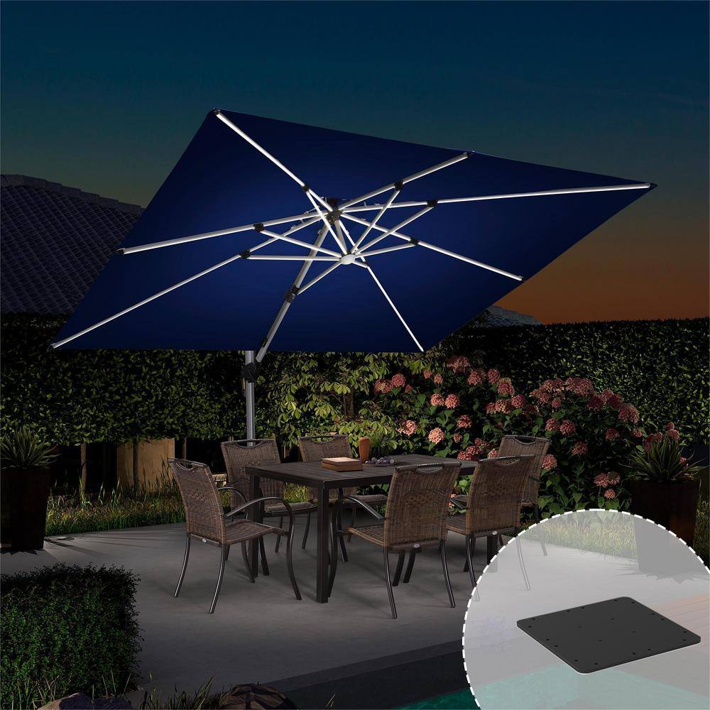 PURPLE LEAF 9 ft. x 12 ft. Aluminum Solar Powered LED Patio Cantilever ...