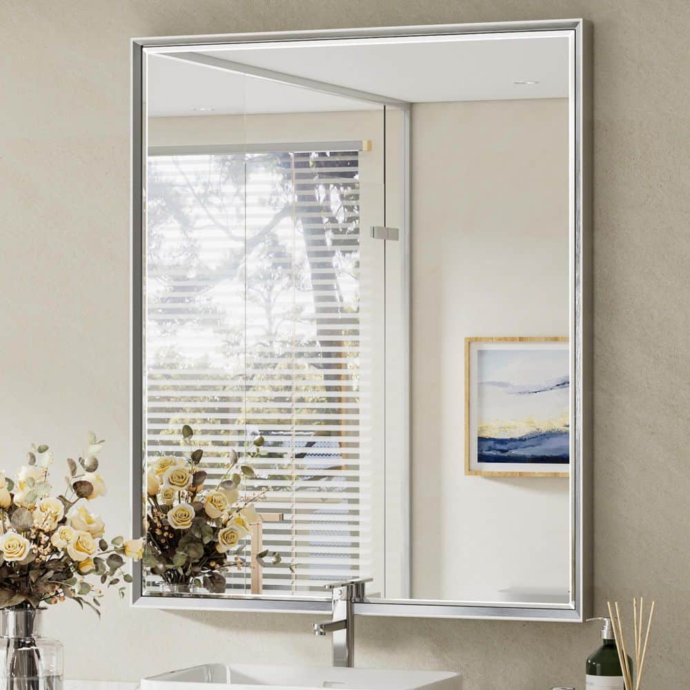 QueenFun 30 in. W x 36 in. H Aluminum Beveled Edge Rectangular Framed ...