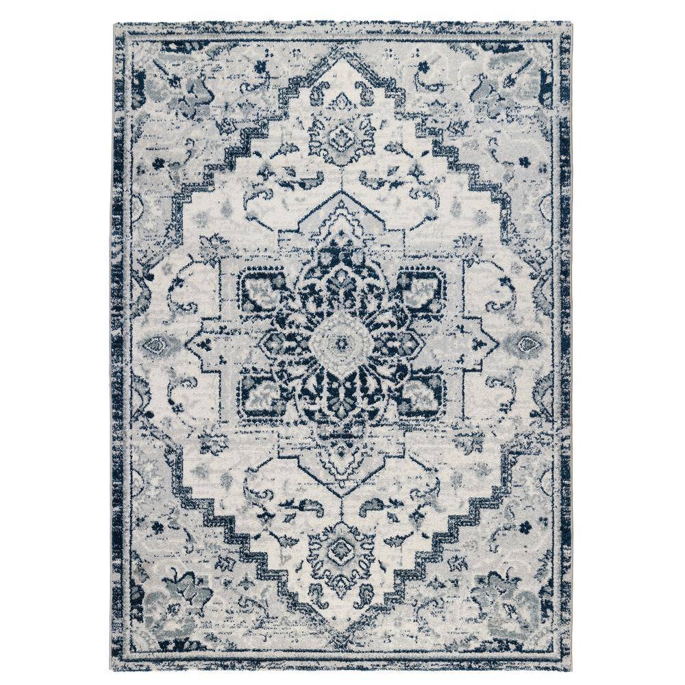 Amer Rugs Alexandria 9 ft. X 12 ft. Deep Blue Medallion Area Rug ...