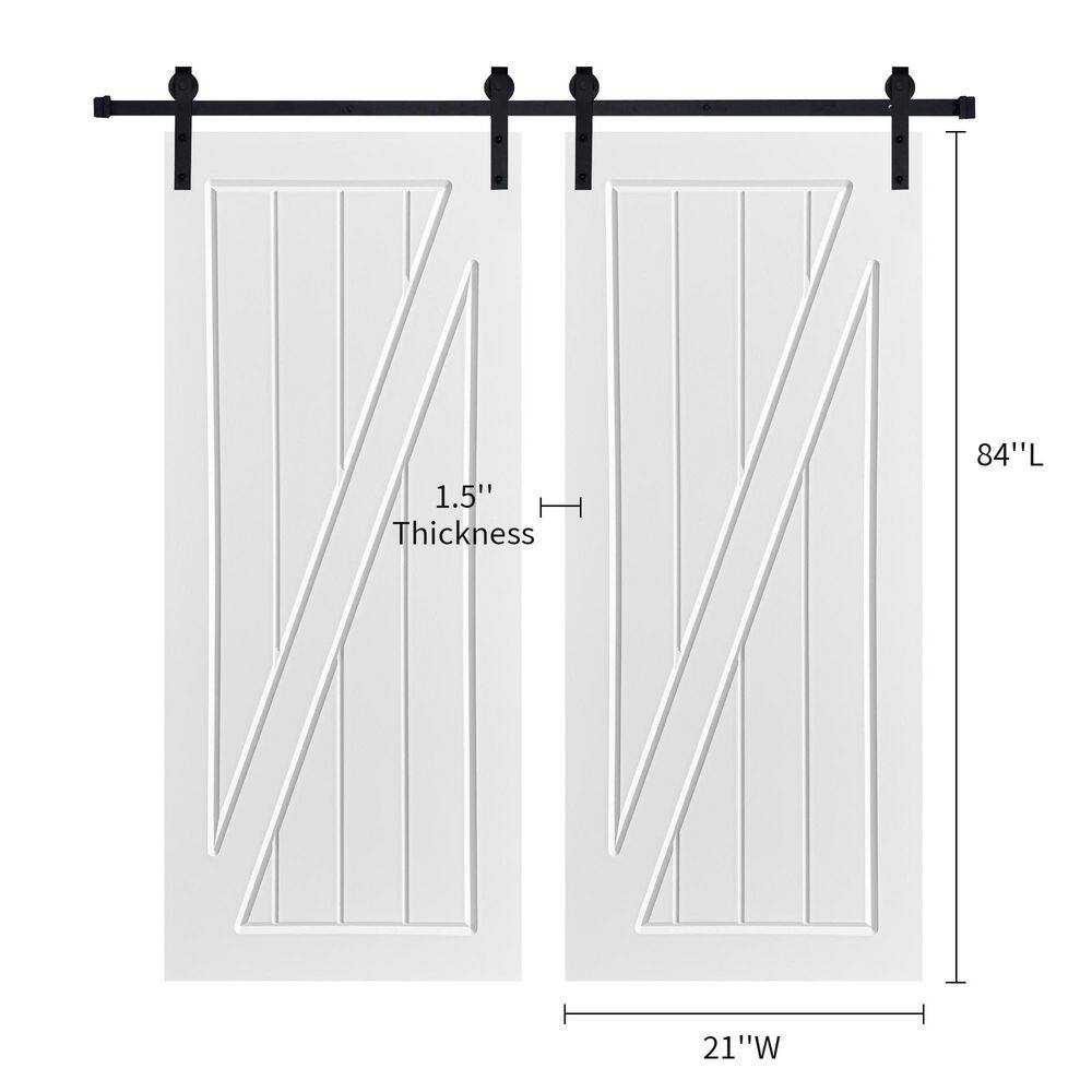 AIOPOP HOME Double Modern Z Frame 21 in. x 84 in. MDF White Barn ...