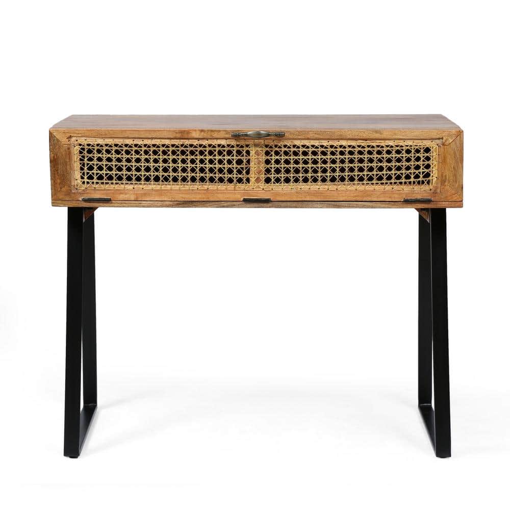 Noble House Stanton 39 in. Natural and Black 32 in. Rectangle Wood ...