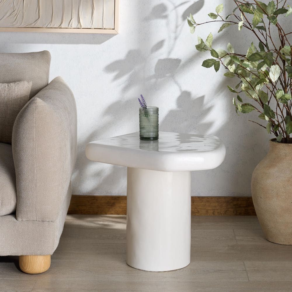 SAFAVIEH Rhianna 23.6 in. White Round Metal End Table SFV2608A-2bx ...