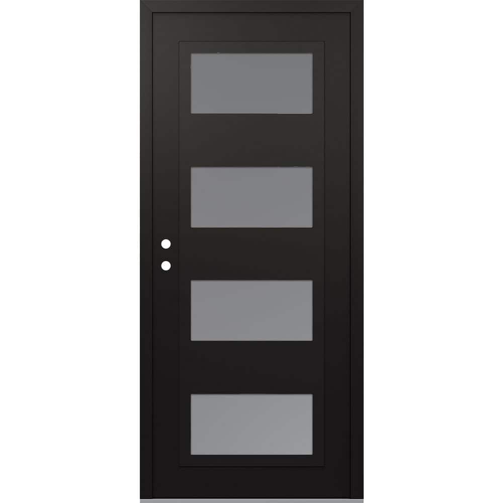 Tessari Doors C2 36 in. x 80 in. Black P Right-Hand/Inswing Frosted ...