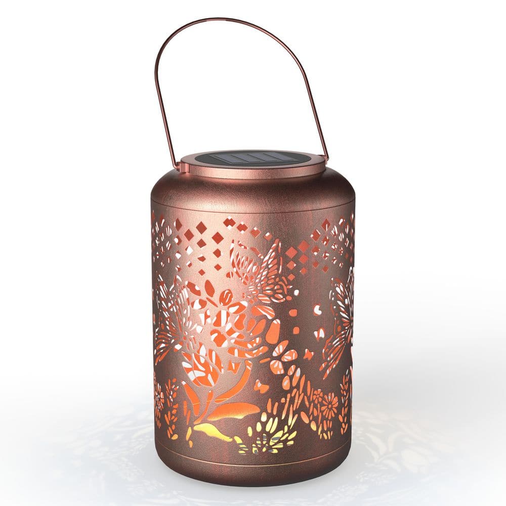 DurX-litecrete Outdoor Lanterns Butterflies Solar Lanterns Outdoor Hanging Lantern Solar Table ...