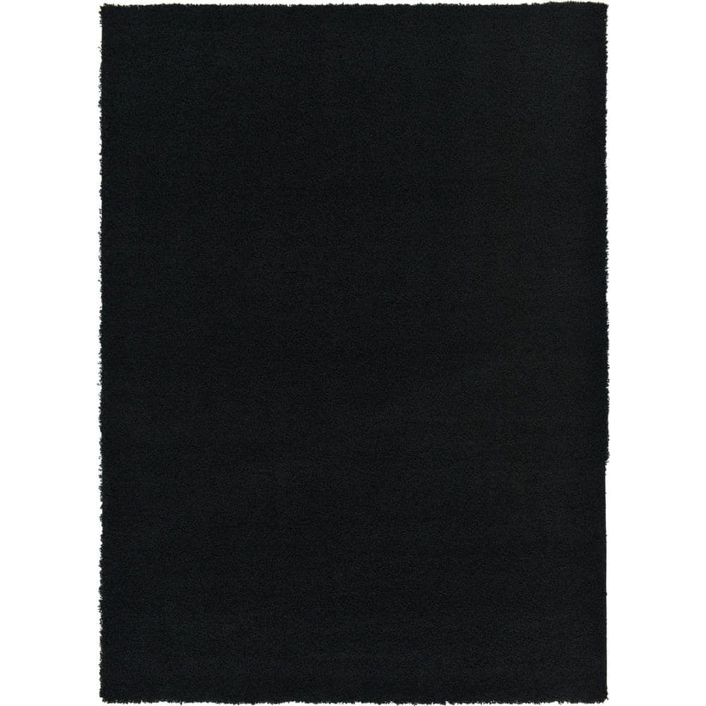 Unique Loom Solid Shag Jet Black 7 ft. x 10 ft. Area Rug 3126281 - The ...
