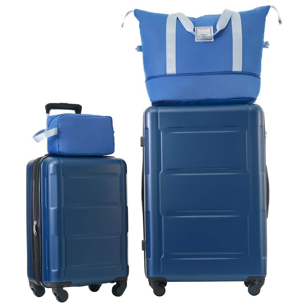 Merax 4-Piece Blue Expandable ABS Hardshell Spinner 20 in. 28 in ...