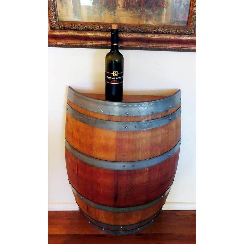 Buy 26 in. W x 35 in. H Lacquer Oak Wood Split Wine Barrel Stand Online ...