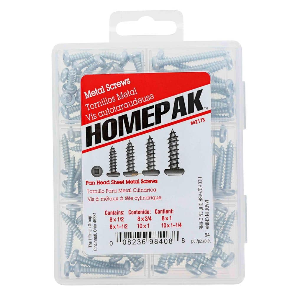 Hillman Homepack Zinc Pan Head Sheet Metal Screw Assorted Kit (90-Pack ...