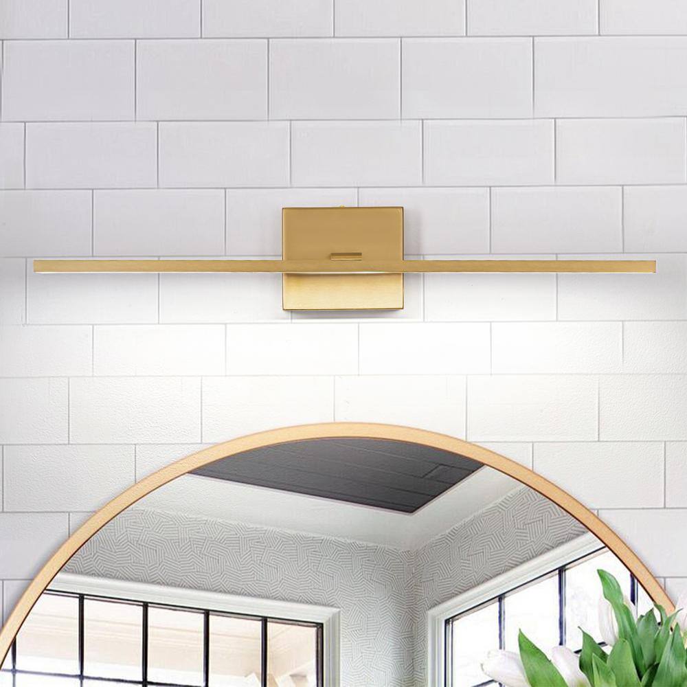 LLHZSY 23.62 in. 1-Light Brass Dimmable Integrated LED Vanity Light ...