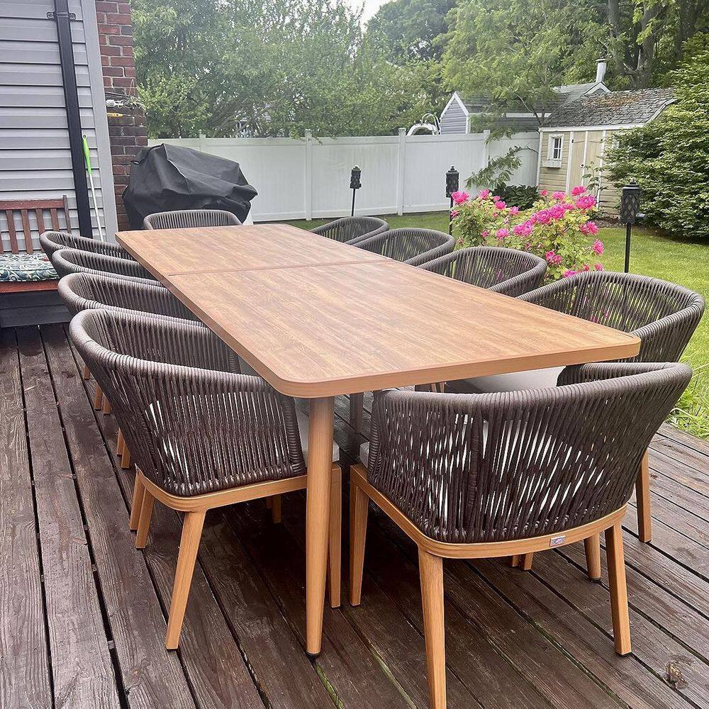 PURPLE LEAF 11-Piece Aluminum Wicker Dining Table Oversize and ...