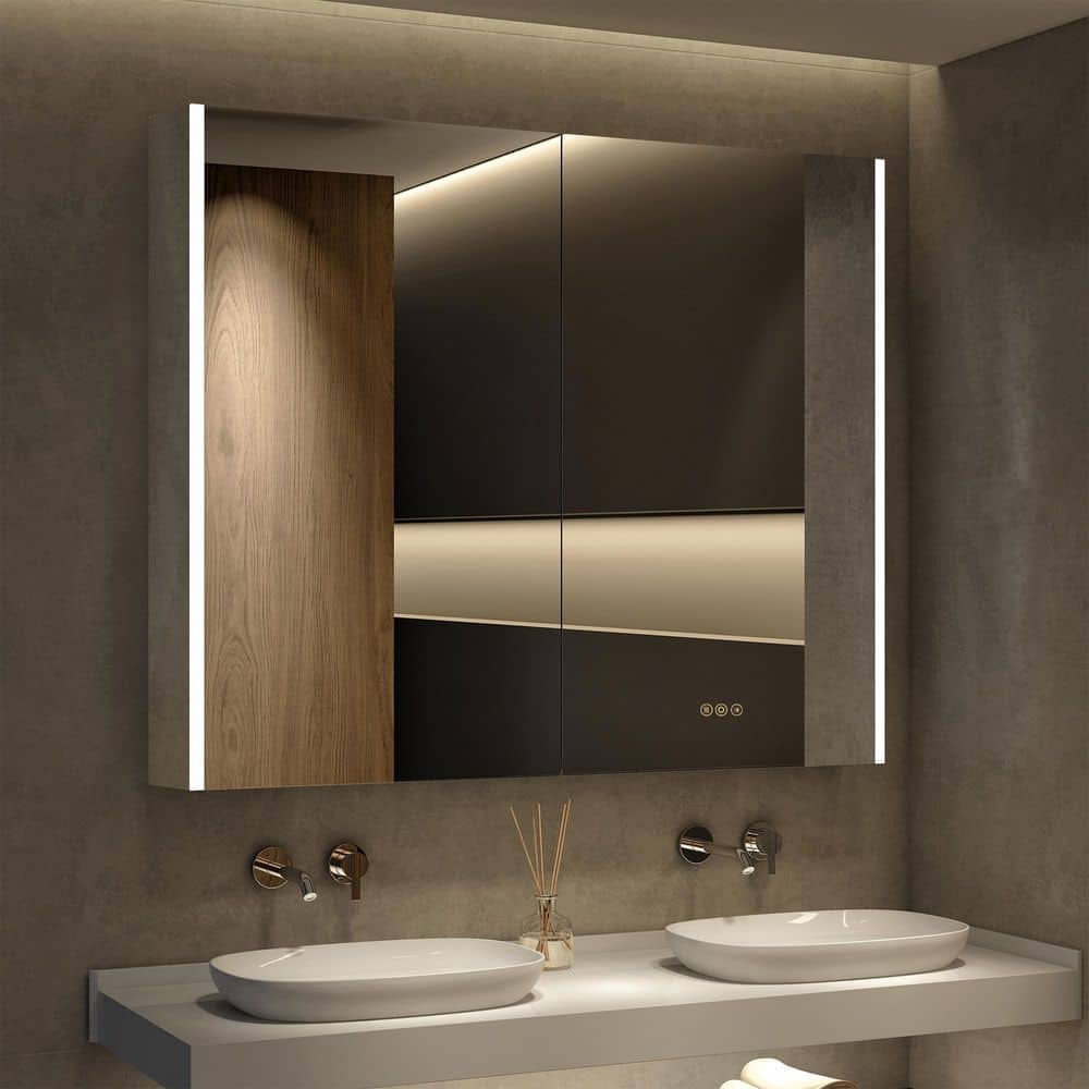 Leachutt Kyle 48 in. W x 32 in. H Rectangular Medicine Cabinet with ...