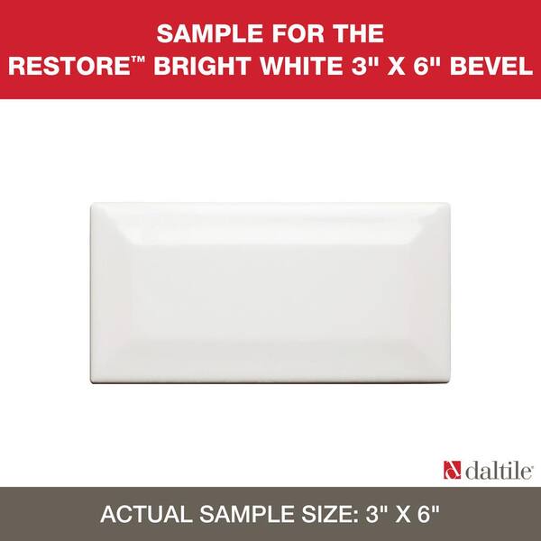 Daltile Restore 3 in. x 6 in. Ceramic Bevel Bright White Subway Tile ...