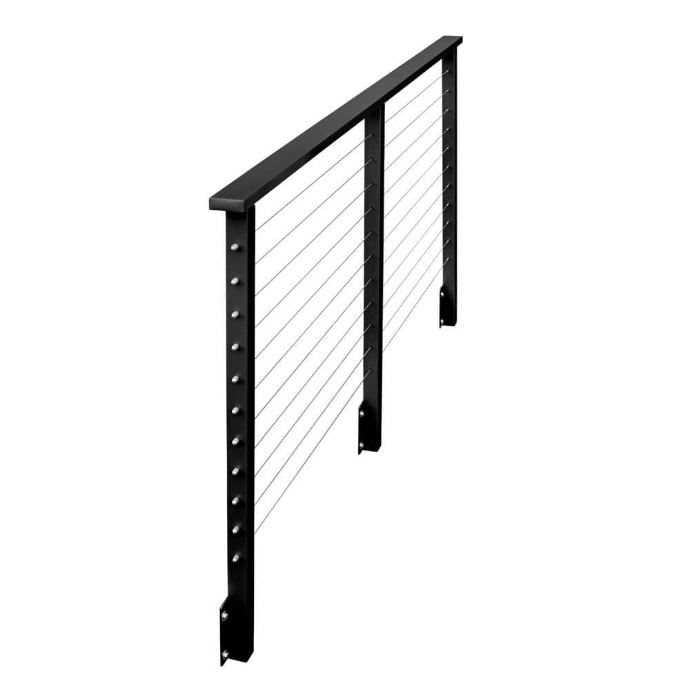 CityPost 20 ft. Black Deck Cable Railing 36 in. Face Mount CP-20-B-D-F ...