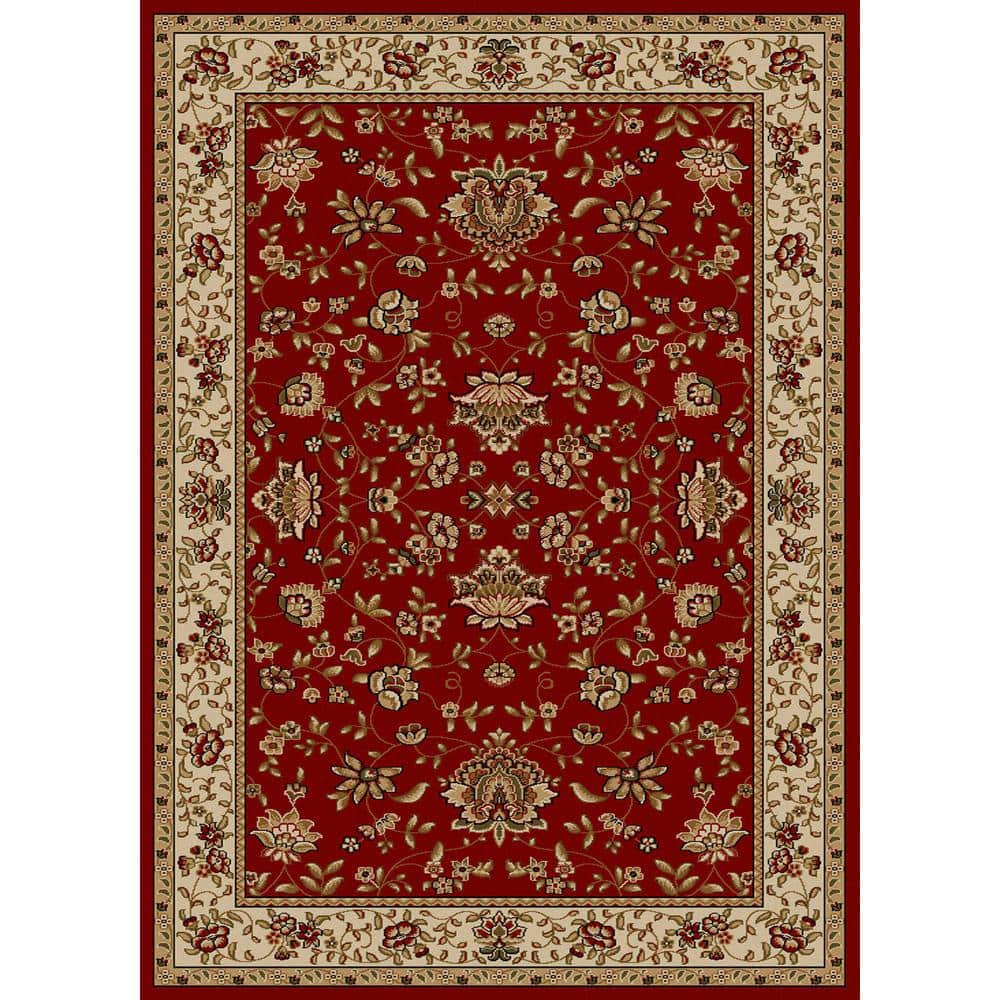 RADICI USA Como Red 8 ft. x 11 ft. Traditional Oriental Floral Area Rug ...