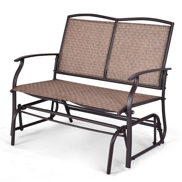 ANGELES HOME 41.5 in. Metal Outdoor Glider Patio Rocking Chair for ...