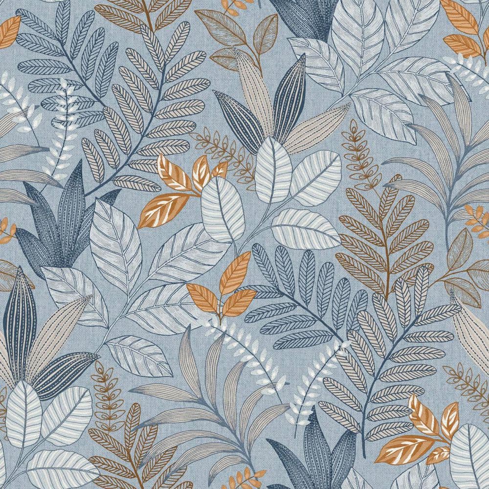 Veer Decor Allure Foliage Blue Wallpaper Sample 8249-AI4-S - The Home Depot