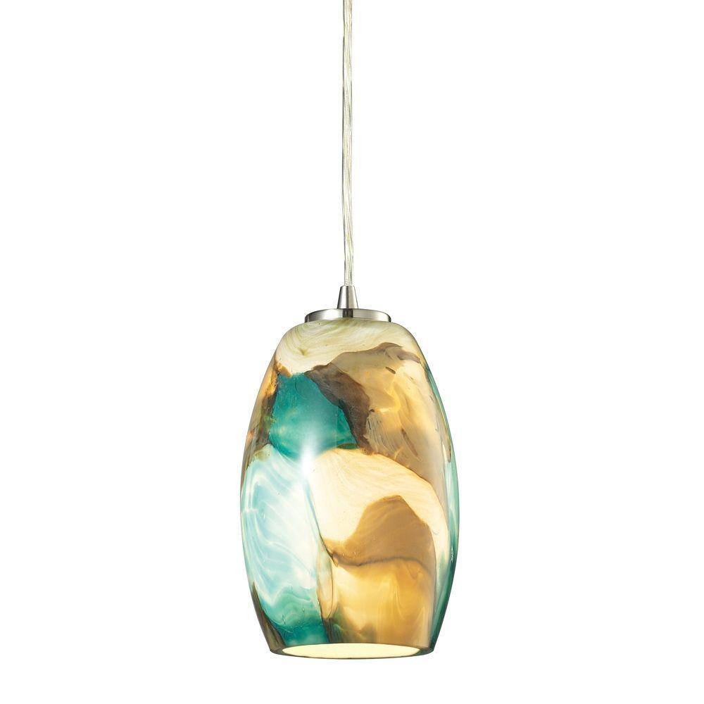 Titan Lighting Janeiro Collection 1-Light Satin Nickel LED Mini Pendant ...