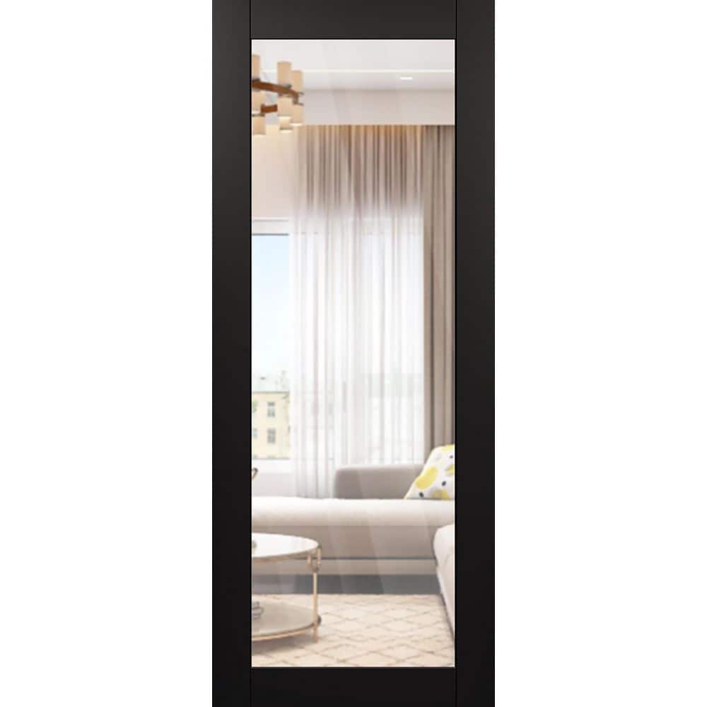 Belldinni Vona 207 18 in. x 80 in. Black Matte Full Lite Clear Glass ...