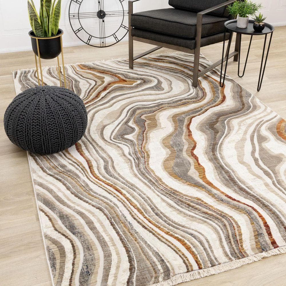 Rug Branch Jovira Collections 7 ft. x 10 ft. Beige Organic Indoor Area ...