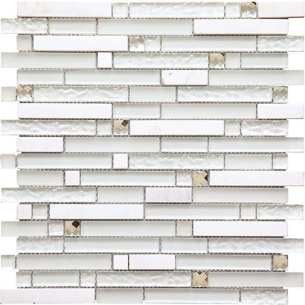 Apollo Tile White 11.8 in. x 11.8 in. Polished and Honed Glass and ...