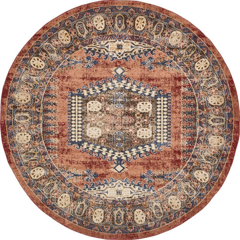 Unique Loom Utopia Larissa Peach 8' 0 x 8' 0 Round Rug 3135382 - The ...