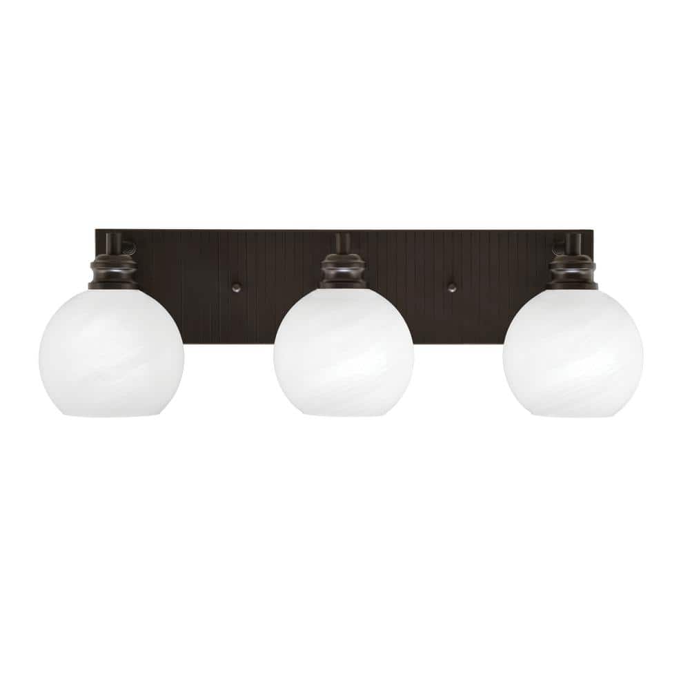 Albany 24 in. 3-Light Espresso Vanity Light with White Marble Glass ...