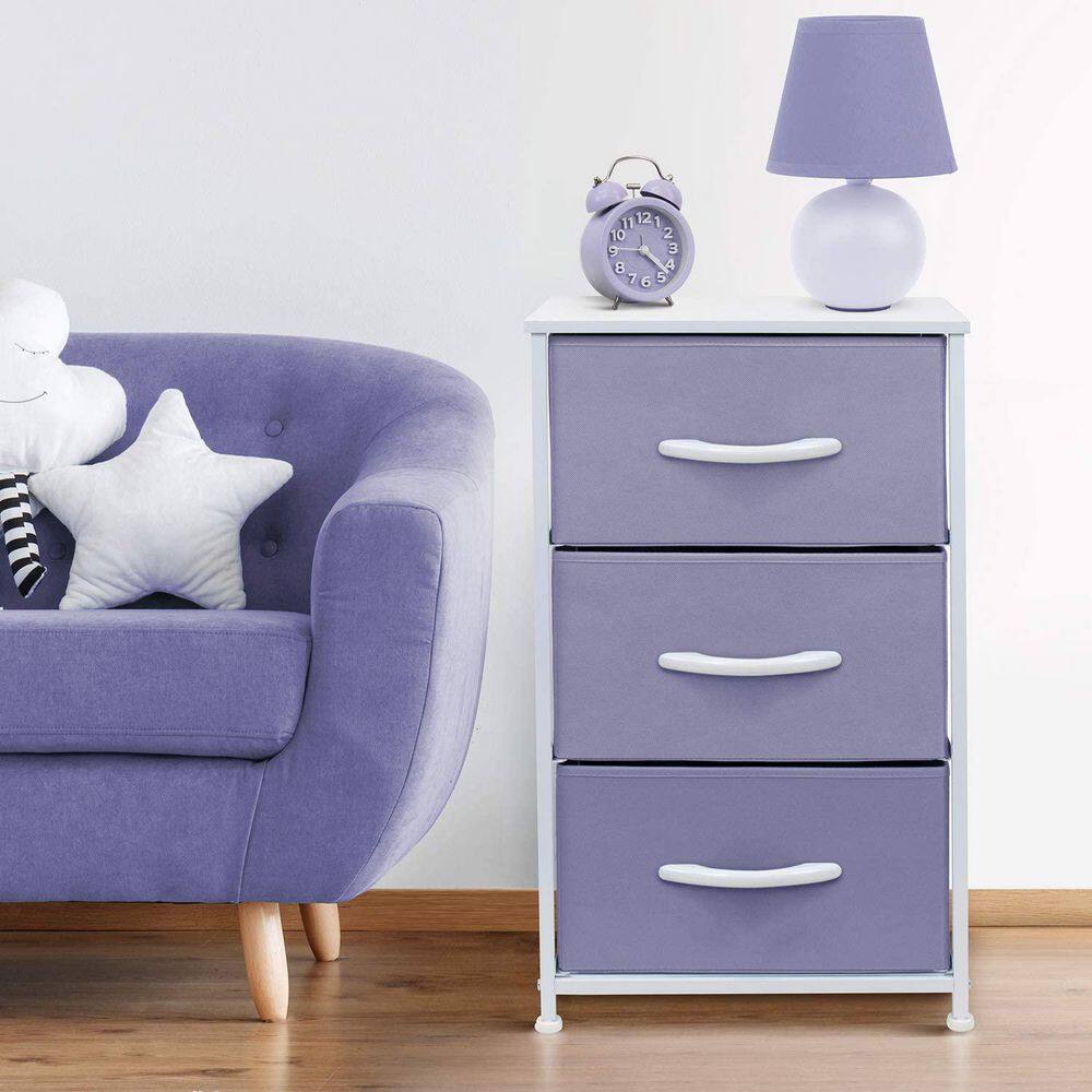 Sorbus 3 Drawers Purple Nightstand 28.75 in. H x 17.75 in. W x 11.87 in ...