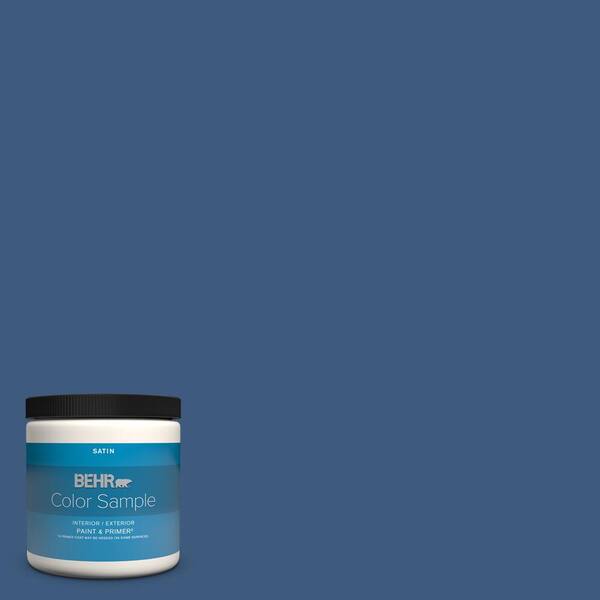 BEHR PREMIUM PLUS 8 oz. #M520-7 Admiral Blue Satin Enamel Interior ...