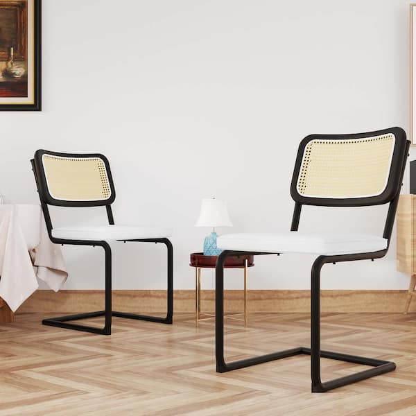 Zeus & Ruta Outdoor Metal Lounge Chair With Beige Cushion, Black Metal ...