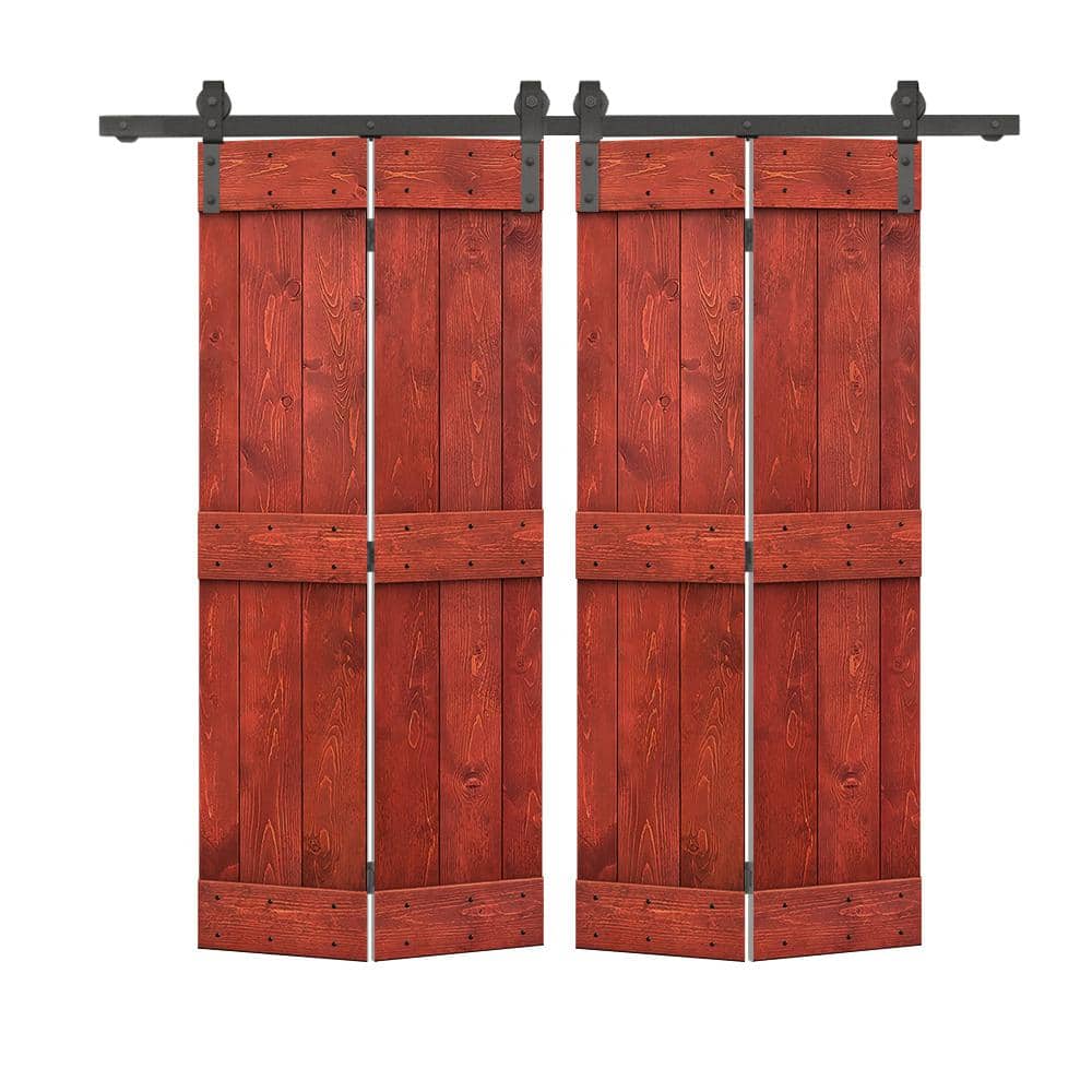 CALHOME 40 in. x 80 in. Mid-Bar Series Solid Core Cherry Red Stained ...