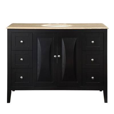 Silkroad Exclusive 72 in. W x 22 in. D Vanity in Dark Walnut with Stone ...
