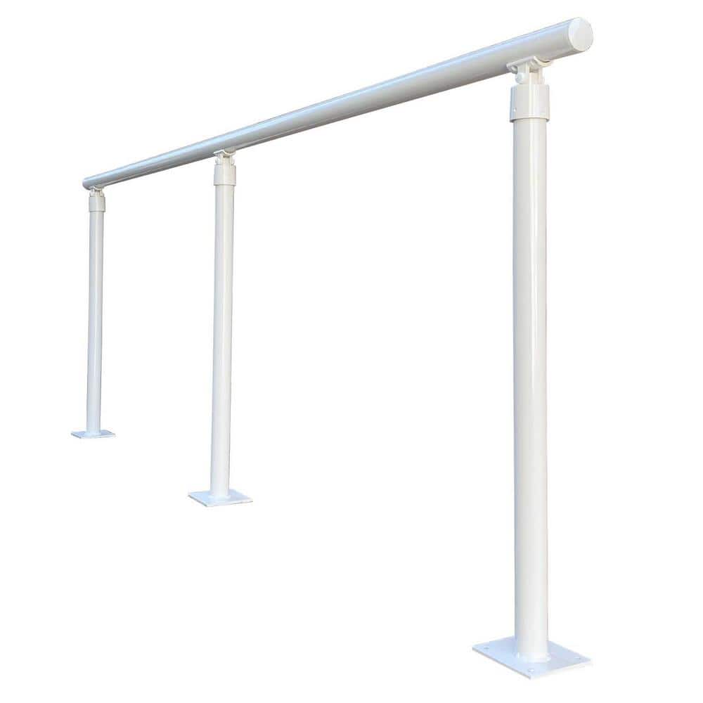EZ Handrail 1.9 in. x 8 ft. White Aluminum Handrail with Posts ...