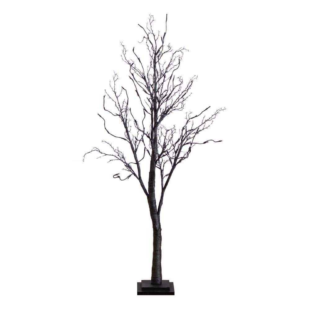 Nearly Natural 4 ft. Pre-Lit Deluxe Black Twig Artificial Tree with 81 ...