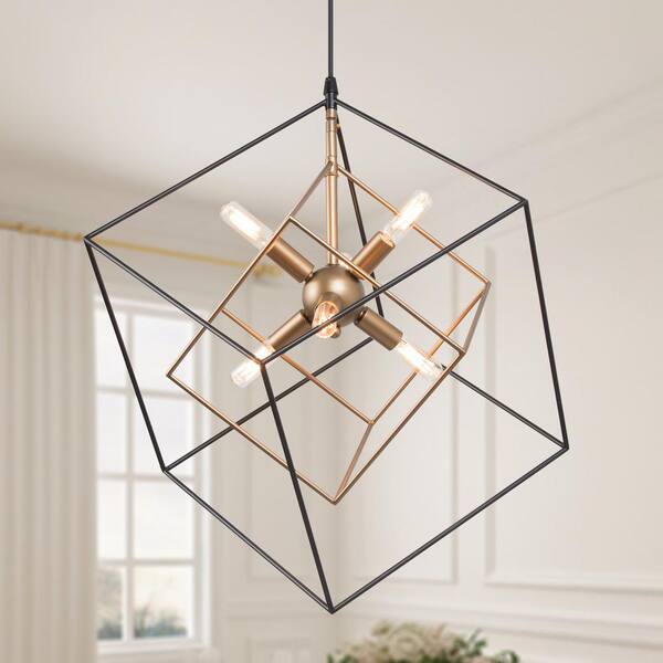 LNC Black Sputnik Candlestick Island Chandelier, Linear Square Modern ...