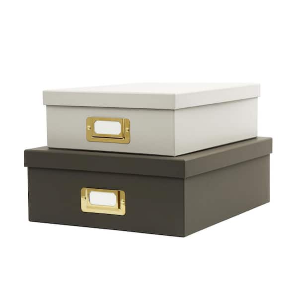 Gray Collection Gray 11.02 in. x 8.07 in. Cardboard Decorative Storage ...