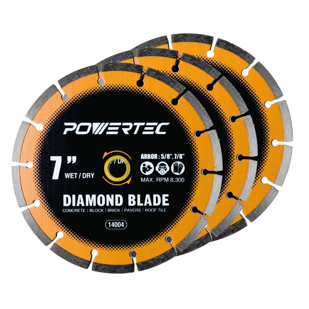 POWERTEC 7 in. Segmented Rim Diamond Blades for Wet Dry Tile Saw ...