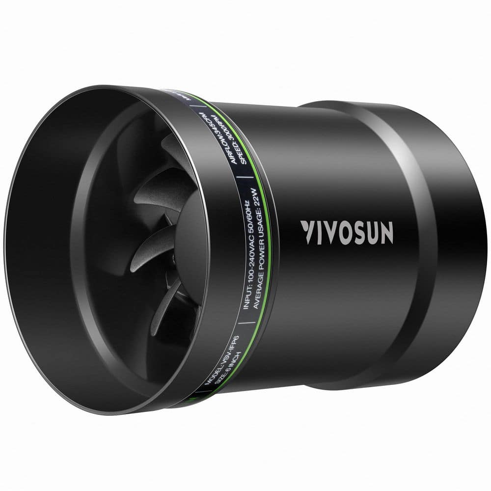 VIVOSUN 345 CFM 6 in. Inline Booster Duct Fan for HVAC Exhaust ...