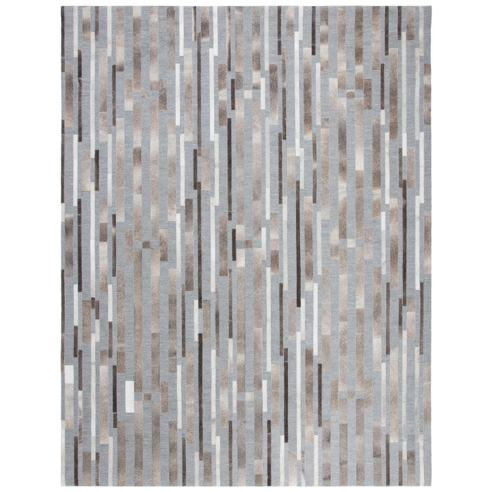 SAFAVIEH Studio Leather Ivory Gray 8 ft. x 10 ft. Abstract Geometric ...