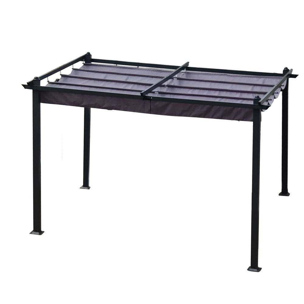 Tunearary 13x10 Ft Black Outdoor Retractable Pergola with Canopy for ...