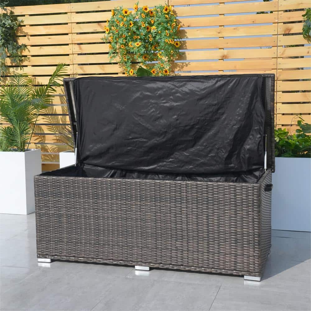 moda furnishings 150 Gal. Brown Iron Wicker Deck Box MO-3256M-BR - The ...