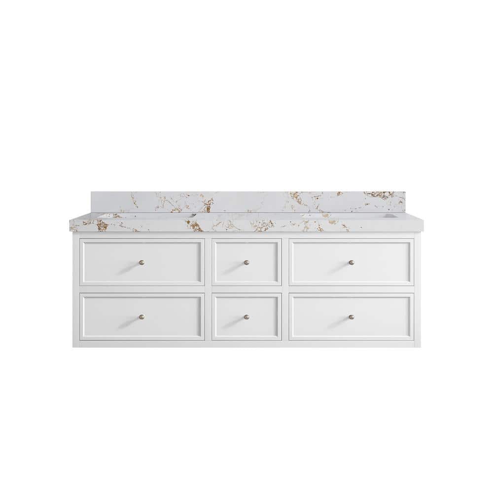 Willow Collections Roswell Floating 60 in. Double Sink Freestanding ...