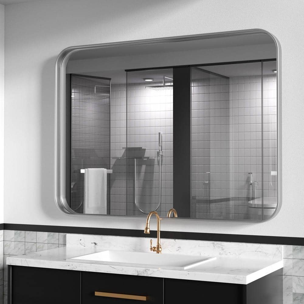 PRIMEPLUS 30 in. W x 40 in. H Large Rectangle Metal Framed Wall Mirrors ...