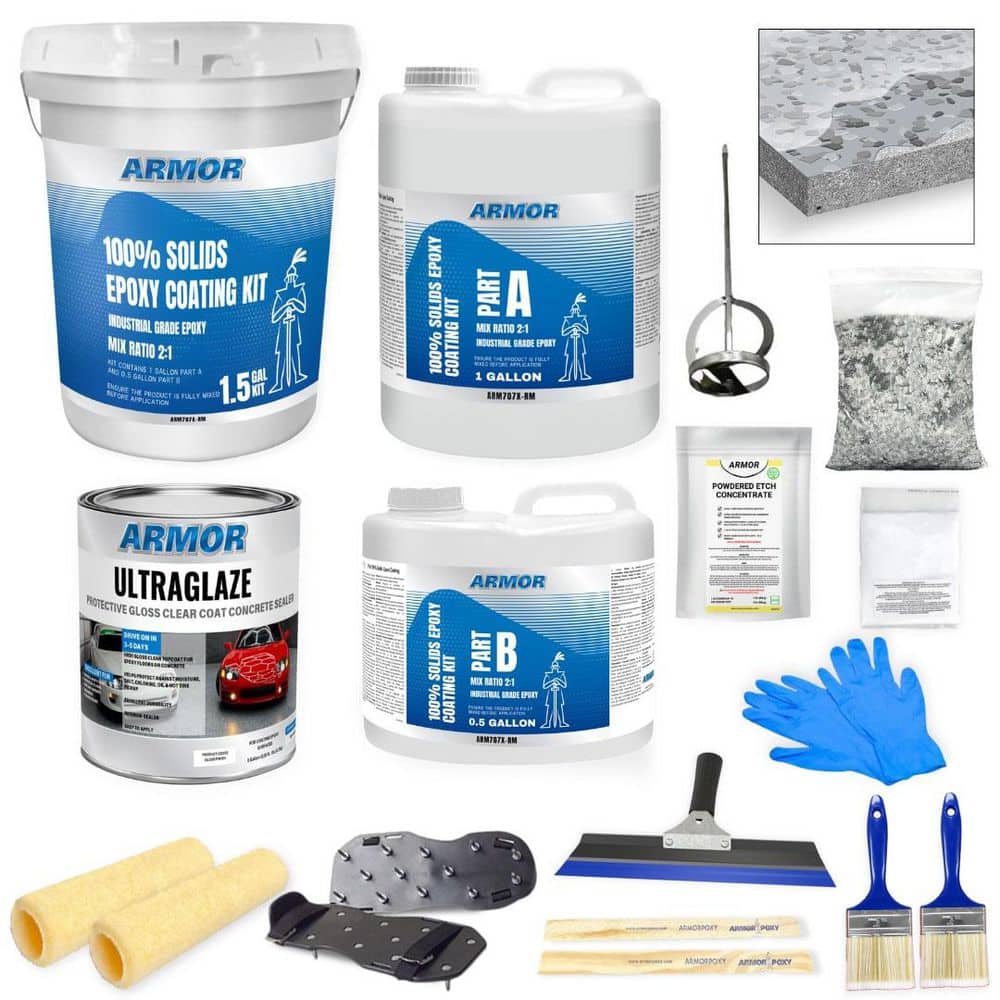 ARMORPOXY 1.5 gal. Gray Gloss 2Part 300sq.ft. Epoxy Kit Interior ...