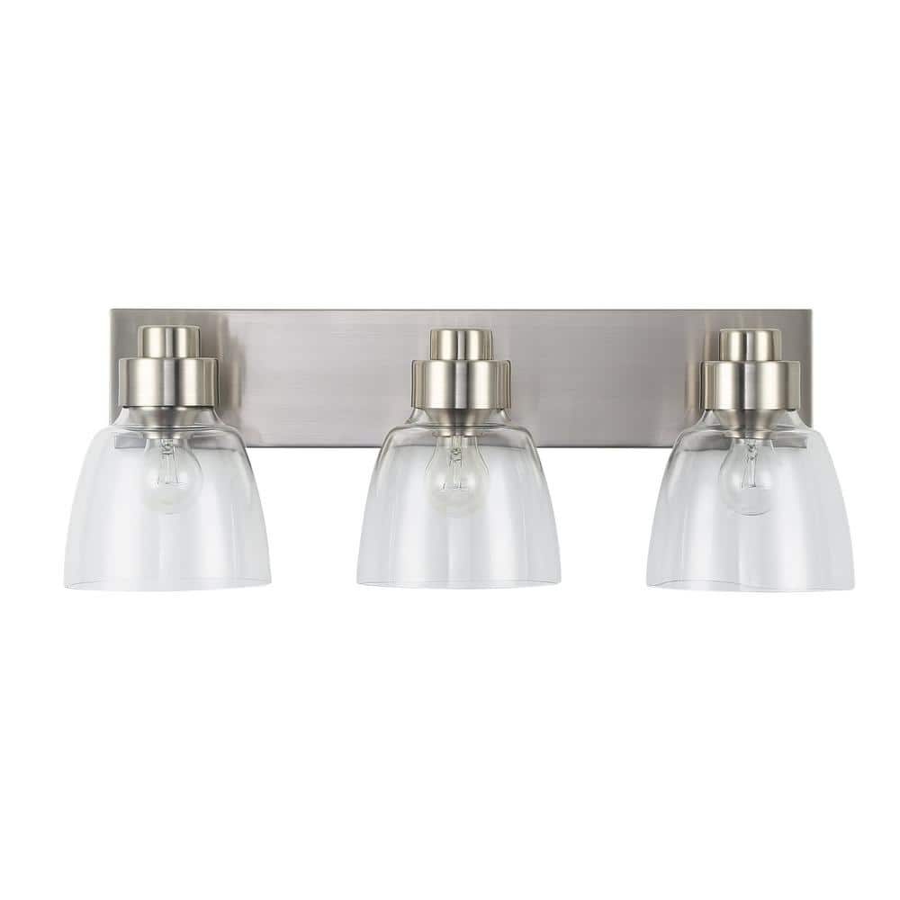 Golden Lighting Remy 8 in. 3-Light Pewter Vanity Light with Clear Shade ...