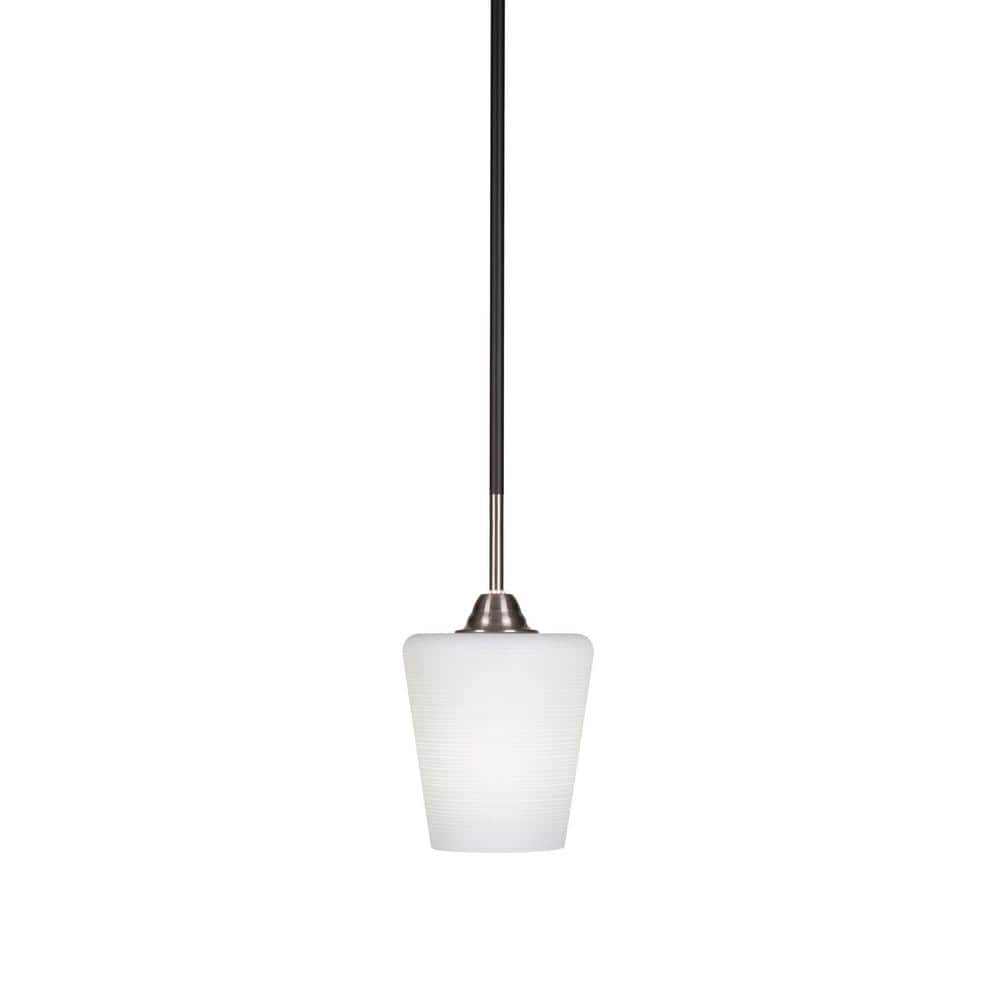 Madison 100-Watt 1-Light Matte Black and Nickel Shaded Pendant Light ...